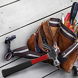 Fiberglass Claw Hammer with Comfort Grip Handle and Curved Rip Claw, 16 Oz - Durable Tool for Home Repair, DIY, Building, Woodwork by Stalwart (Red)