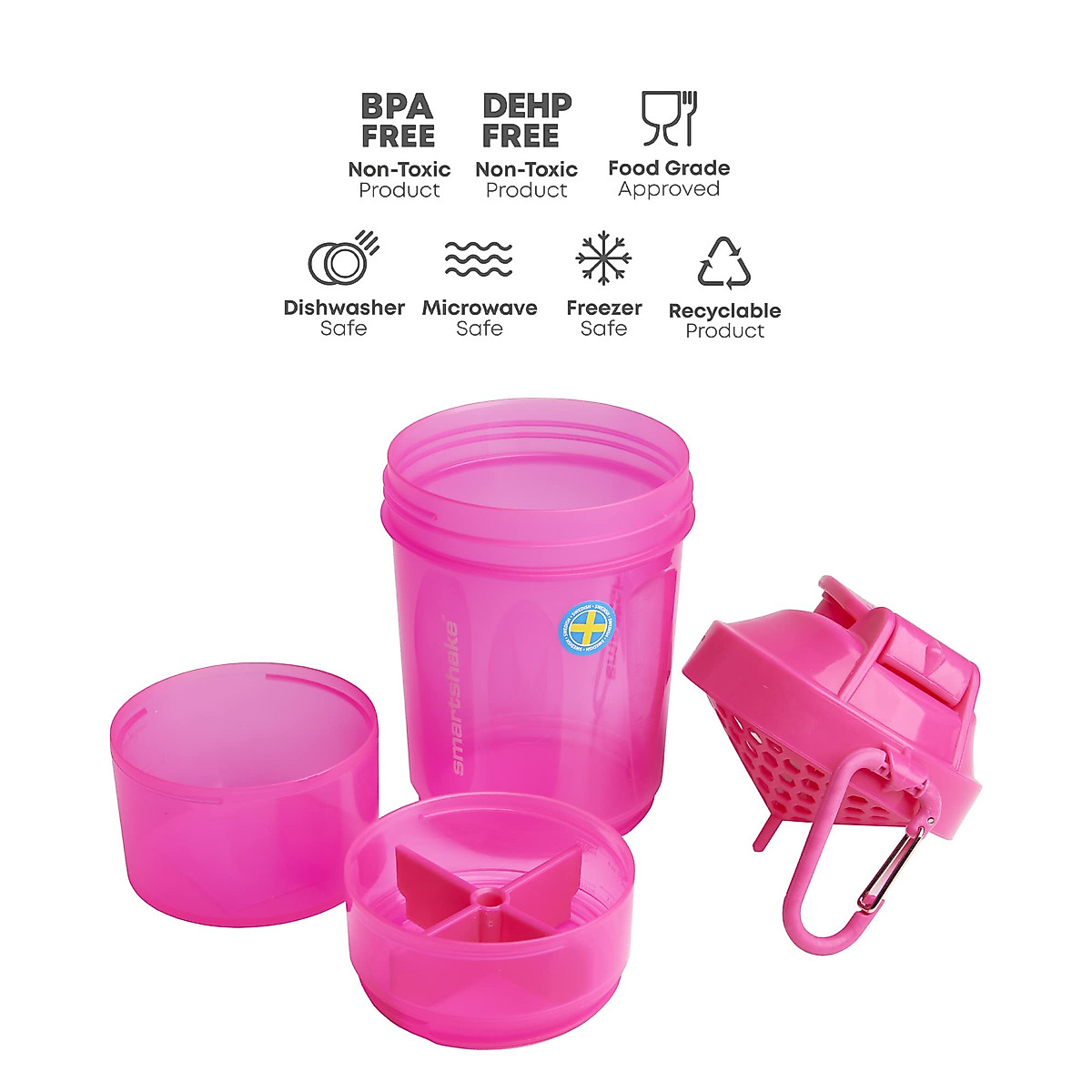Smartshake Original 2GO, 20 oz Shaker Cup, Pink (Packaging May Vary)