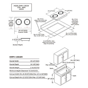 Empava Double/Dual Induction Cooktop 2 Burner, Shatter-proof Flat Glass Top, 18 Levels from 120°F to 460°F, 3 Preset Mode, Bulit-in/Countertop, 110~120 Volt Plug in Electric Stove for Kitchen, RV