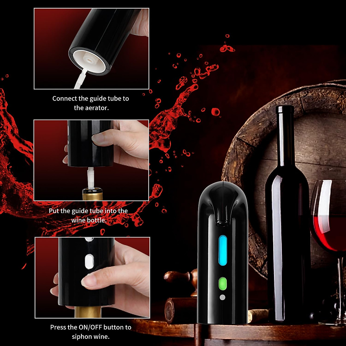 Ludkim Electric Wine Opener Set, All-in-One Wine Gift Set With Electric Aerator Dispenser, Automatic Electric Corkscrew, Automatic Saver Vaccum Pump, Foil Cutter and Gift Box