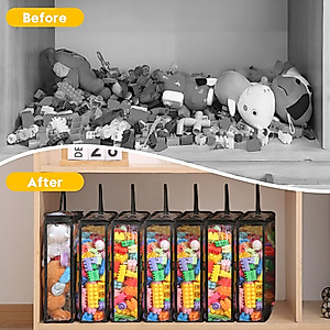 Remittur 10 PCS Clear Zippered Toy Storage Bags with handle, Kids Toy Storage Organizer with Mesh Pocket for Instructions, Playroom Toy Organizer Plastic Storage Bags for Blocks Set Puzzles,Small Toys