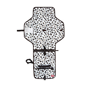 Nuby Portable Baby Changing Pad Station, Quick Wipe Clean Changing Mat with Built-in Pillow, Leopard Print