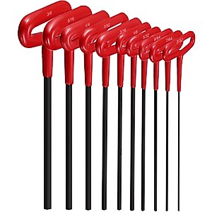 Honoson 10 Pieces T-handle Hex Key Set Hex Key Kit Sizes 3/32, 7/64, 1/8, 9/64, 5/32, 3/16, 7/32, 1/4, 5/16, 3/8 Inches