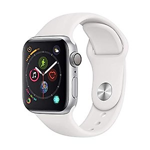 Apple Watch Series 4 (GPS, 40MM) - Silver Aluminum Case with White Sport Band (Renewed)