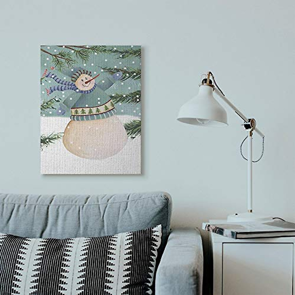 Stupell Industries Snowman Pine Trees Holiday Christmas Illustration, Gallery Wrapped Canvas, Multi-Color