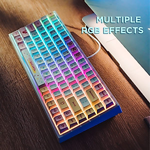 YUNZII Macaron 84 84-Key RGB Hotswap Wired Mechanical Gaming Keyboard with PBT Dye-subbed Keycaps for Mac/Win/Gamers (Gateron Black Switch,Macaron)