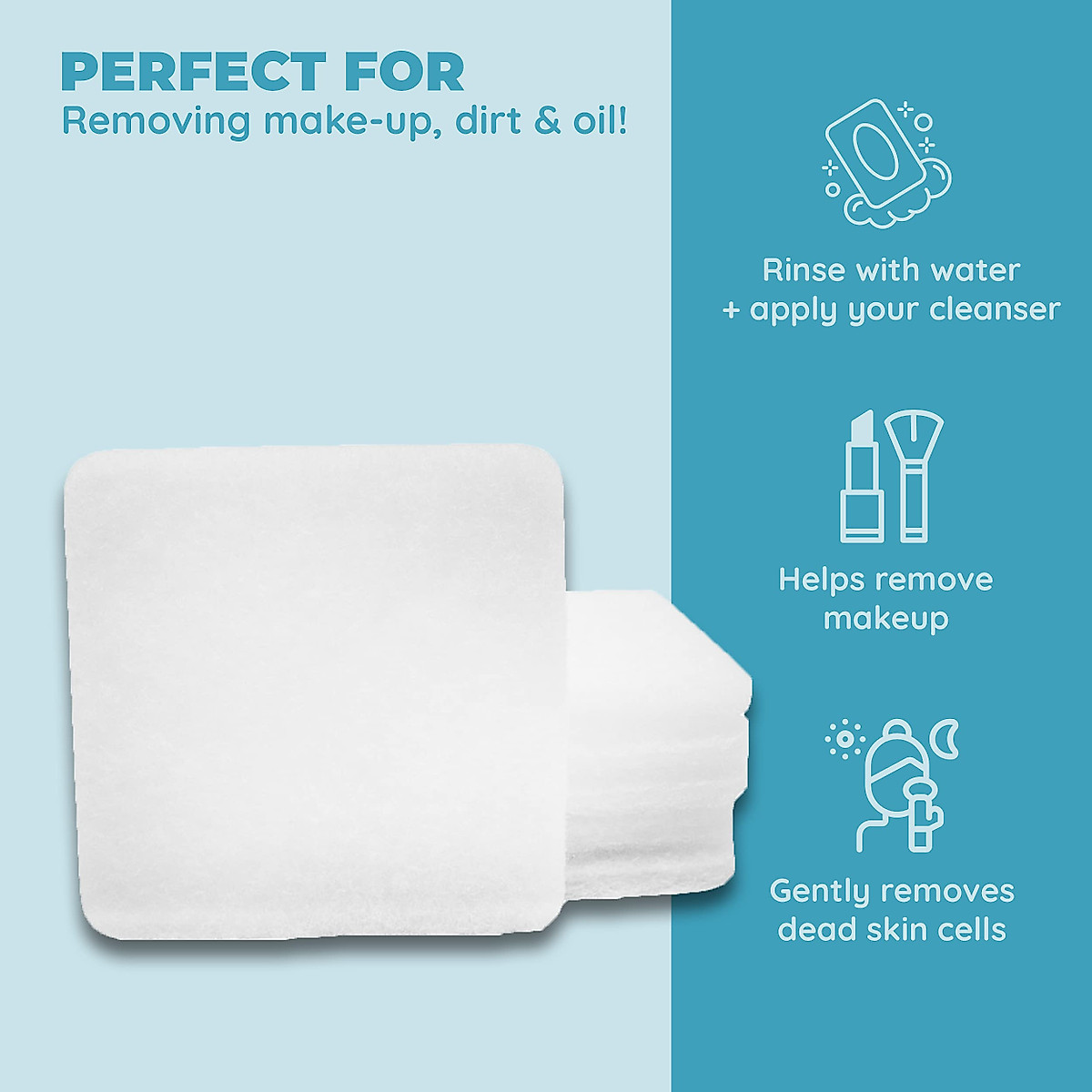 Mini Facial Exfoliating Pads, 100 Count per Pack: Makeup Remover and Cleanser Sponges for Face, Suitable for All Skin Types