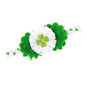 St. Patrick's Day Headband Baby Four Leaf Green Clover Flower Hair Bow Band JHSP06 (B)