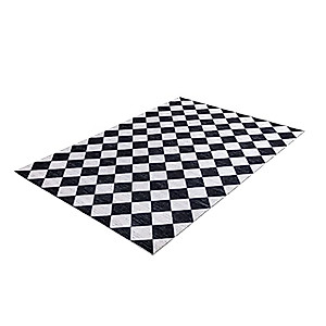 Abani Rectangular Area Rugs 8' x 10' Cream Black Checkered Diamond Machine Washable, Stain Resistant and Non-Shedding Polypropylene Large Rugs Modern Design
