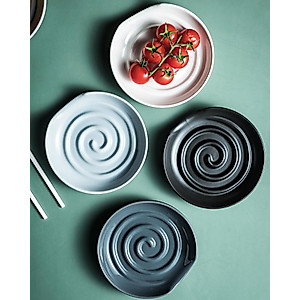 LYEOBOH Spoon Rest Ceramic Spoon Holder, Kitchen Spoon Rest for Stove Top, Cute Spatula Holder Spiral Ladles Rest for Coffee Spoon, Tongs, Christmas Thanksgiving Mother's Day Gifts, Matte Black