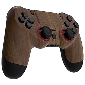eXtremeRate Wood Grain Ghost Replacement Faceplate Touchpad Cover, Redesigned Soft Touch Housing Shell Case Touch Pad Compatible with PS4 Slim Pro Controller JDM-040/050/055 - Controller NOT Included