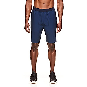 Gaiam Men's Yoga Shorts - Athletic Gym Running and Workout Shorts with Pockets - Root to Rise Navy Heather, Large