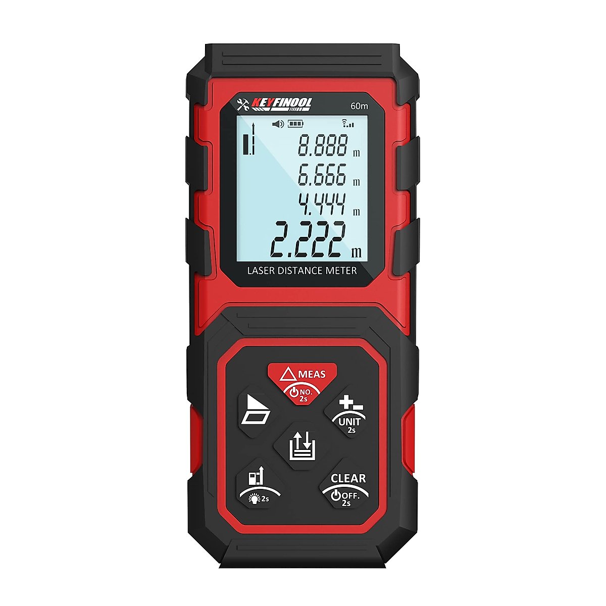 KEYFINOOL Laser Measurement Tool: 196Ft Laser Distance Measure with Enhanced ±1.5mm Accuracy, M/in/Ft Unit Switching, IP54 Shockproof, Area/Volume/Pythagoras