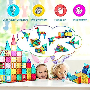 SUNHE YHK Kids Magnetic Tiles Toys, 100Pcs 3D Magnetic Building Blocks Tiles Set, Building Construction Educational STEM Toys for 3+ Year Old Boys and Girls