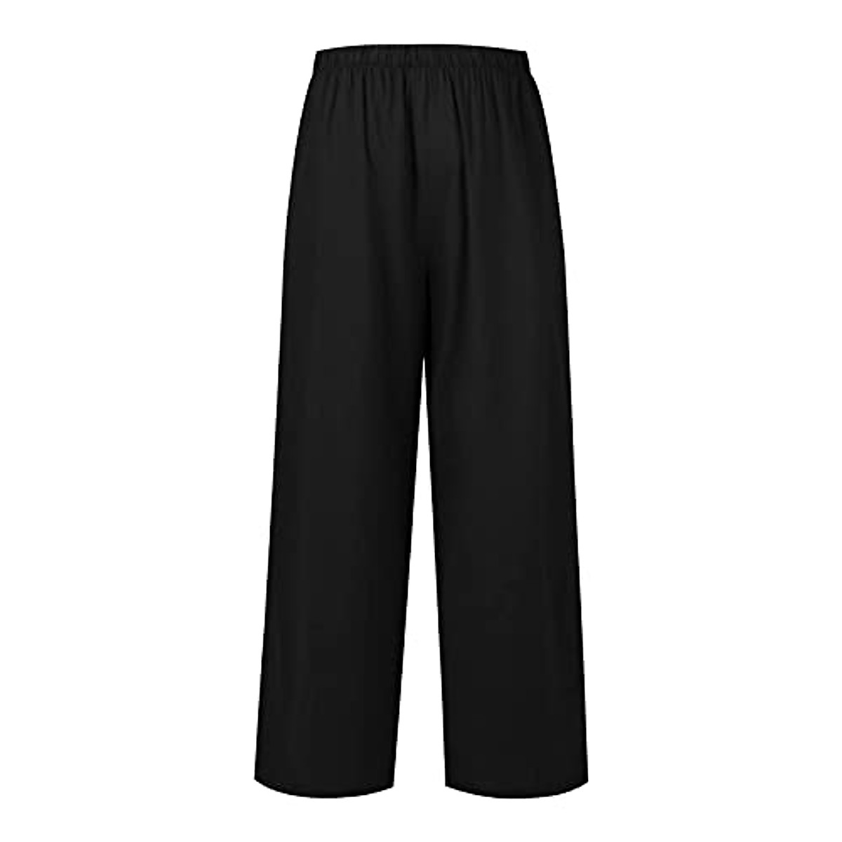 IAMAGOODLADY Palazzo Pants Women's 9-Pant Loose High Waist Cotton Linen Women's High Waisted Pants Linen Pants Women Summer Waisted Elastic Waistband Palazzo