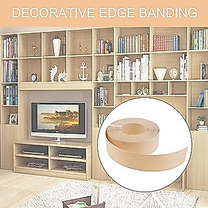 Edge Banding, PNXKTXO 2" 50ft Roll Wood Veneer Strips with Hot Melt Adhesive, Iron-on Wood Banding Strips for Cabinet Repair Furniture Restoration Wood Trim Birch