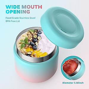 Waysaw Insulated Food Jar Soup Thermos for Hot Food Kids - 13.5 oz Stainless Steel Vacuum Lunch Bento Boxes Containers Leak-Proof Hot Lunch Box Wide Mouth for School Office Picnic (1Pack/Rainbow)