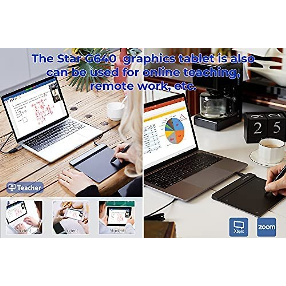 Drawing Tablet XPPen StarG640 Digital Graphic Tablet 6x4 Inch Art Tablet with Battery-Free Stylus Pen Tablet for Mac, Windows and Chromebook (Drawing/E-Learning/Remote-Working)