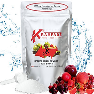 Krampade Electrolytes Powder Potassium Supplement - 2000 mg K+, >2X More Than Coconut Water | Cramp Relief and Prevention | Hydration Powder