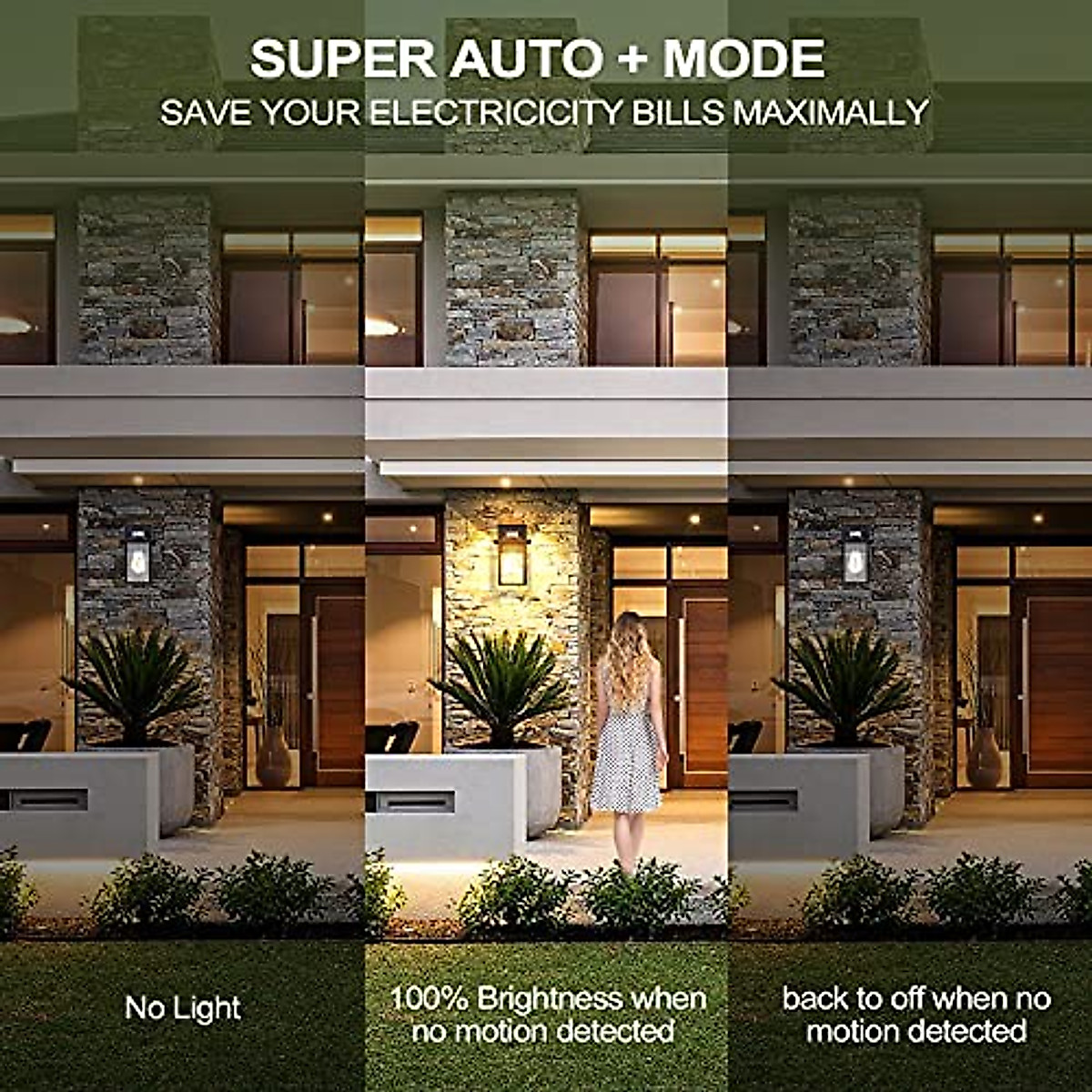 Upgraded Motion Sensor Outdoor Wall Lights, Dusk to Dawn Exterior Light Fixtures Wall Mount, Front Porch Light with Matte Black Finish, Anti Rust Wall Lamp Wall Lantern, Wall Sconce for Garage, House