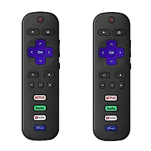 Replacement Remote Control for Roku TV, Compatible with TCL Roku/Hisense Roku/Element Roku/Insignia Roku/JVC Roku/Onn Roku/Philips Roku/RCA Roku/Sharp Roku/Westinghouse Roku Series Smart TVs, 2 Pack