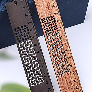 GGFLY Retro Rosewood Multifunctional Ruler Bookmark Chinese Style Gift Exquisite Carving Office Reading Book Clip Stationery