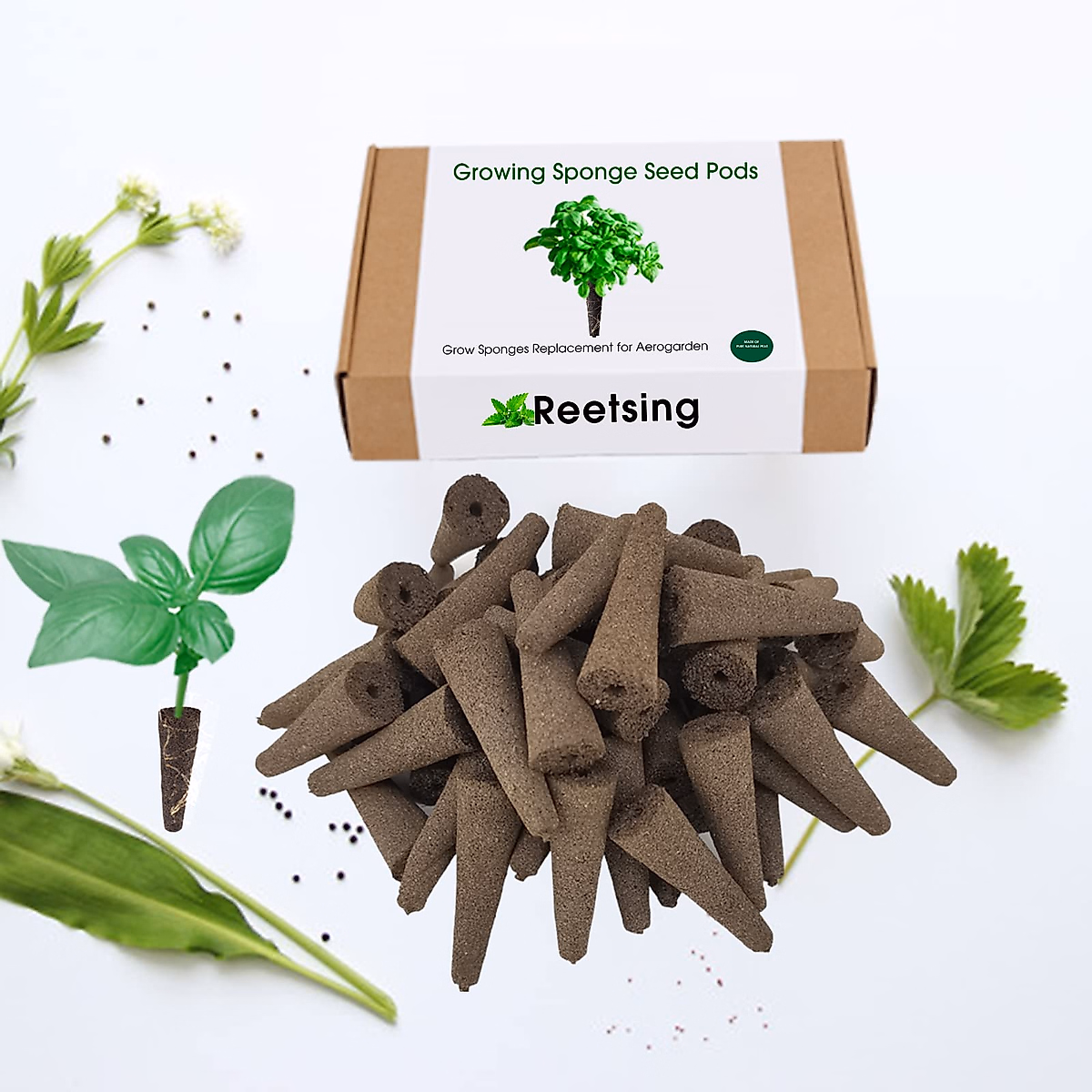 Reetsing 80 Pack Hydroponics Sponge,Replacementpre-Grow Sponges,Hydroponics Growing System Kit Compatible with Aerogarden sponges,Supplement pods for hydroponic Indoor Garden Growing System