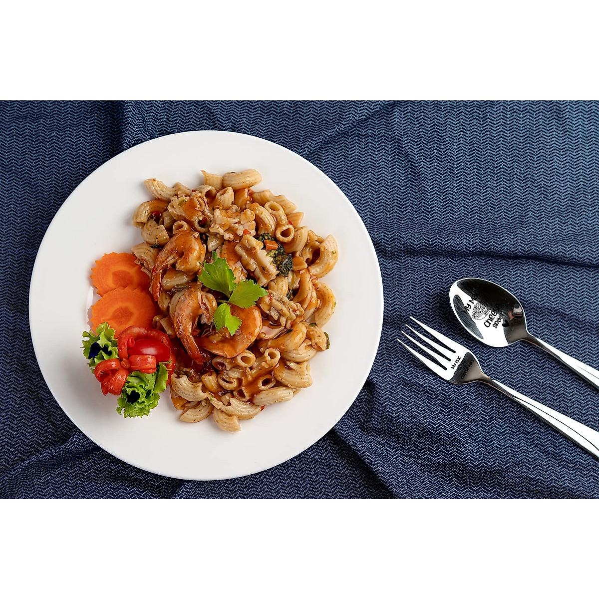 HSSPIRITZ 2 Pieces My Mac and Cheese Stainless Engraved Spoon Fork Set, Kitchen Restaurant Long Handle Dinner Spoons and forks for Friends,Women,Sister Birthday Cheese macaroni Lovers Christmas Gifts