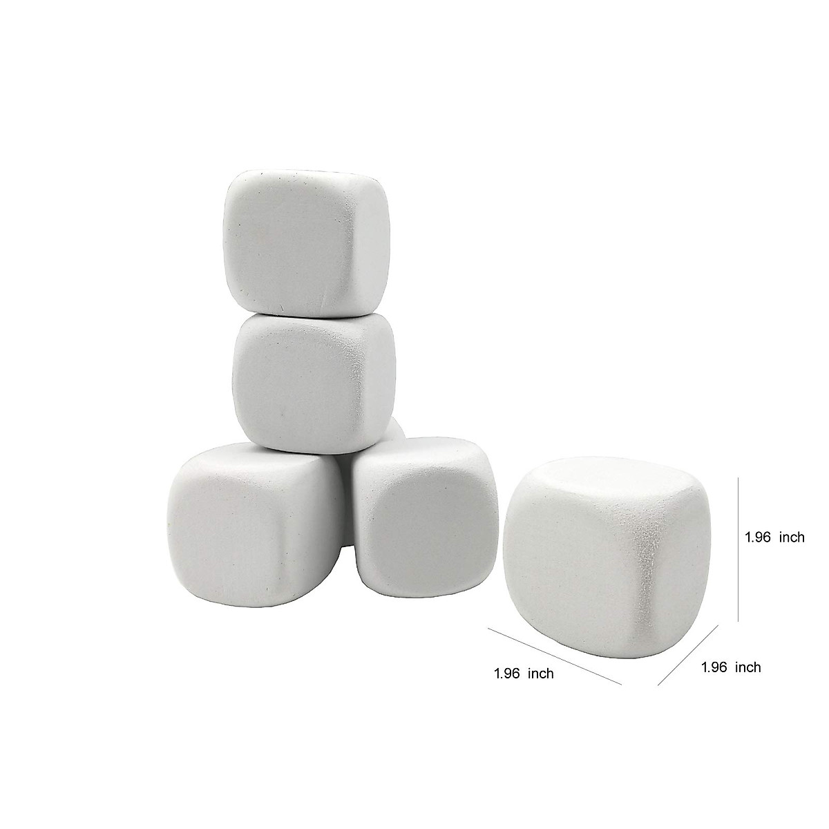 Qidiwin White EVA Foam Dices for Kids Graffiti-Building Blocks,Creative Painting, Party Supplies, 1.96 inchs, 12PCS