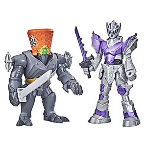 Power Rangers Dino Fury Battle Attackers 2-Pack Void Knight vs. Snageye Martial Arts Kicking Action Figure Toys Inspired by TV Ages 4 and Up