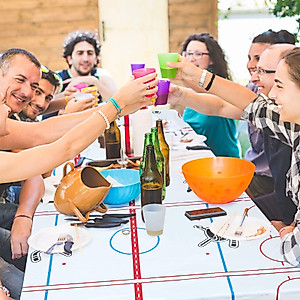 Boao Hockey Tablecloth Ice Hockey Field Table Cover Plastic Tablecloth Dining Room Kitchen Rectangular Table Cover for Patio Picnic Camping Spring Summer Sport Events 54 x 96 Inch, 100g, White(3 Pcs)