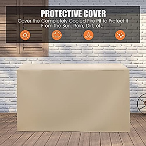 HAPPYGRILL 43 Inches Outdoor Propane Fire Pit Table, 50,000 BTU Gas Fire Pit Table with Lid, Protective Cover and Lava Rocks, Pulse Ignition Gas Fire Table for Backyard Garden Patio, CSA Certification