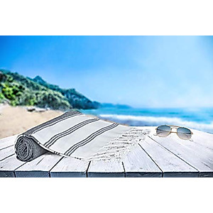 GLAMBURG Peshtemal Turkish Towel 100% Cotton Beach Towels Oversized 36x71 Set of 6, Cotton Beach Towels for Adults, Soft Durable Absorbent Extra Large Bath Sheet Hammam Towel - Navy Blue