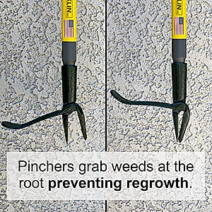 Rocklin™ Stand Up Weed Puller Tool - 4 Claw Steel Head - 48 inch Handle - 100% Metal - Easily Remove Weeds Without Bending or Kneeling