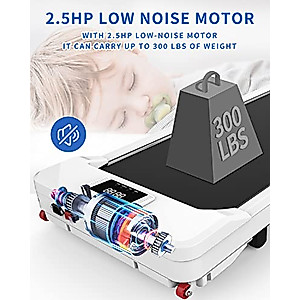 Desk Treadmill, Under Treadmill 2.5HP 300lb Electric Small Compact Mini Running Machine Walking Jogging for Home Office with Remote Control, White