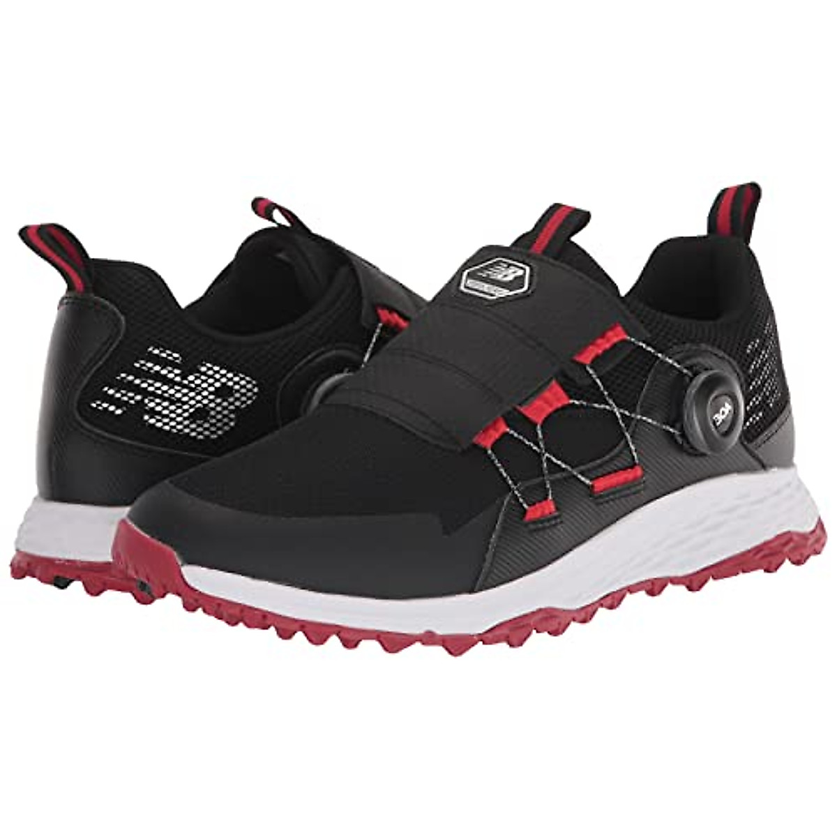 New Balance Men's Fresh Foam PaceSL BOA Golf Shoe, Black/Red, 12