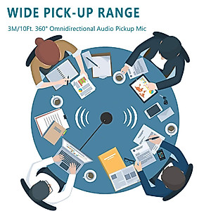 Upgraded USB Conference Microphone for Computer, 360° Omnidirectional Condenser Mic with Mute Key, Great for Video Conference, Gaming, Chatting, Skype, Plug & Play, Windows macOS, Ideal for Gift