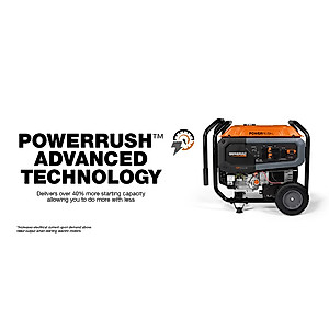 Generac 7682 GP6500E 6,500-Watt Gas-Powered Portable Generator - Powerrush Advanced Technology with Electric Start - Durable Design and Reliable Backup Power - 49-State Compliant