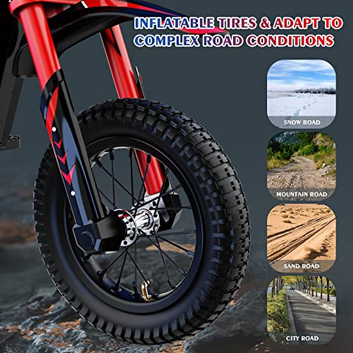 EVERCROSS EV12M Electric Dirt Bike,300W Electric Motorcycle,15.5MPH & 9.3 Miles Long-Range,3-Speed Modes Motorcycle