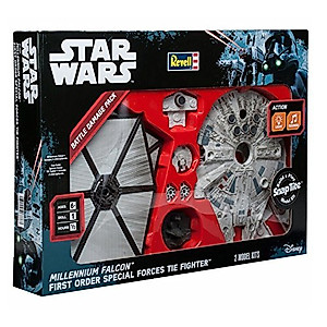 Star Wars Battle Pack Model Kit with 15 piece First Order Special Forces TIE Fighter and 19 piece Millennium Falcon