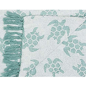 C&F Home Chenille Sea Turtles Coastal Nautical Tropical Beach Seafoam Blue Reversible Throw Blanket with Fringe Soft Cozy Decor Decoration for Couch Sofa Bed 50x60 inches Blue