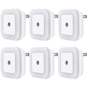 Uigos LED Night Light Lamp with Smart Sensor Dusk to Dawn Sensor, Daylight White, 0.5W Plug-in, 6-Pack