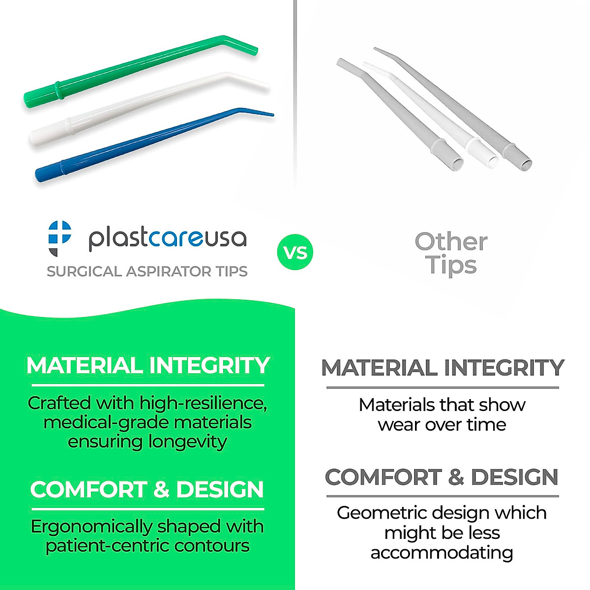 100 Large Dental Surgical Aspirator Aspirating Green Suction Tips, 1 4 Inch Diameter, 4 Bags of 25