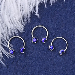 OUFER 18G 316L Stainless Steel Daith Earrings Purple Moon Star Shape Horseshoe Circular Barbell Cartilage Hoop Septum Piercing …