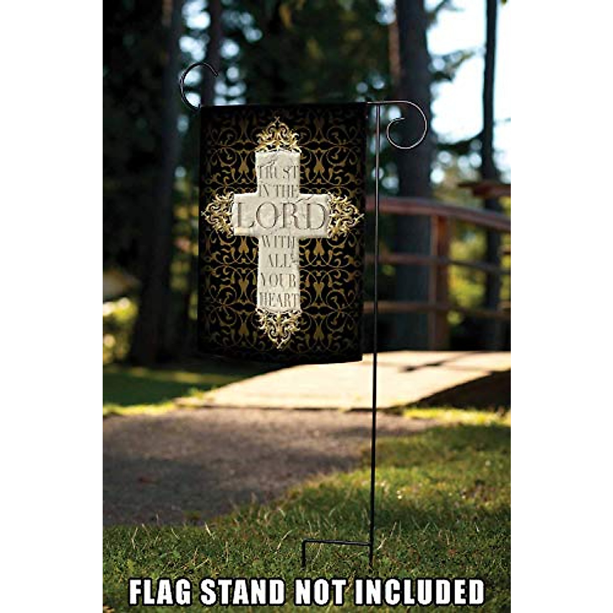 Toland Home Garden 119274 Cross Christian Flag 12x18 Inch Double Sided Christian Garden Flag for Outdoor House Cross Flag Yard Decoration