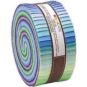 Robert Kaufman 2-1/2in Strips Roll Up Kona Solids Sunset Palette 43Pcs