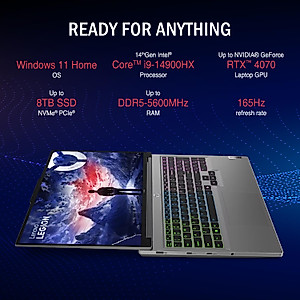 Lenovo Legion Gaming Laptop, 16" QHD+ (2560 x 1600) 165 Hz, Intel i9-14900HX, NVIDIA GeForce RTX 4070, 64GB RAM, 1TB SSD, RGB Backlit Keyboard, Windows 11 Home