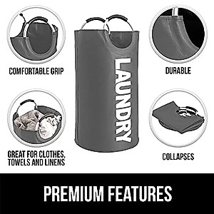 Gorilla Grip Laundry Basket and Fitted Bed Sheet, Laundry Bag Size 82L in Gray, Easy Carry Handles, Bed Sheet Size Twin in Gray, Shrink Resistant Deep Pocket, 2 Item Bundle