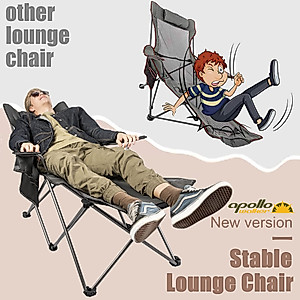 apollo walker Folding Camping Chairs Reclining Beach Chairs for Adults Portable Sun Chairs Outdoor Lounger with Carry Bag,for Fishing,Camp,Picnics