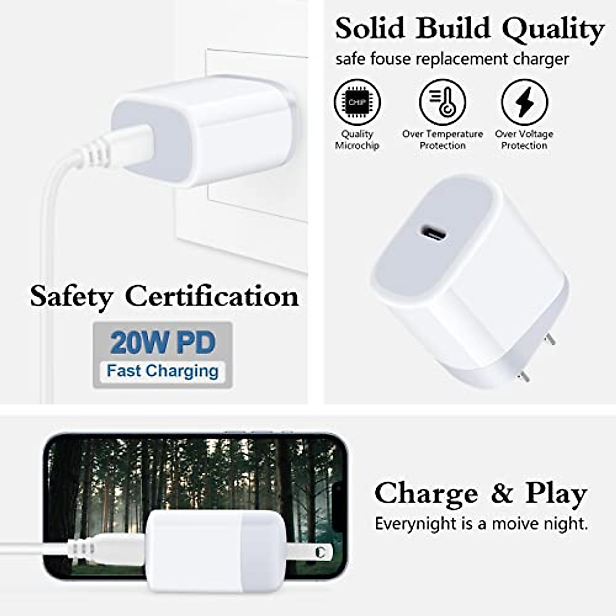 Pixel 7 Charger Fast Charging USB C Wall Charger for Google Pixel 7 Pro 6a 6 5 5a 5XL 4a,20W PD Type C Charging Block Box Brick Plug Cube for Samsung Galaxy S23 Ultra S22 S21 S20 S10 S9 Plus A54 A14